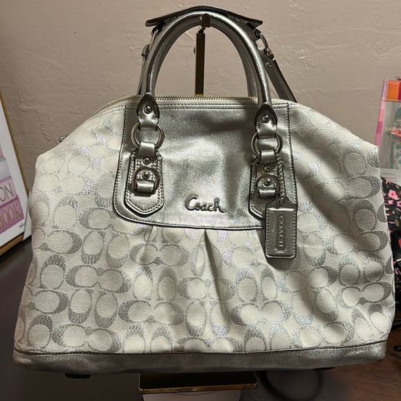 Coach | Bags | Coach Signature Ashley Large Lurex Satchel Convertible ...